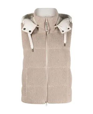 Brunello Cucinelli Down Padded Knit Gilet - Nude