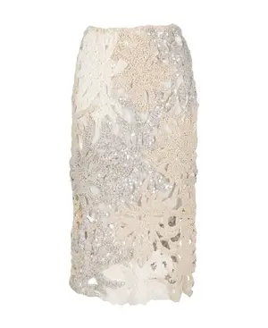 Brunello Cucinelli Embroidered Midi Skirt With Sequins