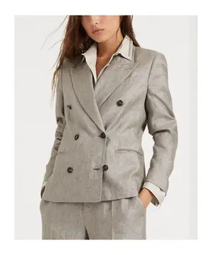 Brunello Cucinelli Double Breasted Straight Hem Blazer