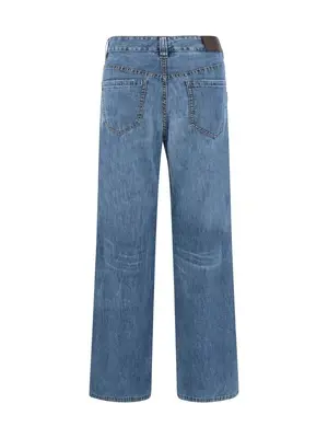 Brunello Cucinelli High-waisted Straight-leg Jeans With Monili Chain Detail