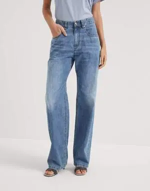 Brunello Cucinelli High-waisted Straight-leg Jeans With Monili Chain Detail
