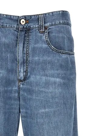 Brunello Cucinelli High-waisted Straight-leg Jeans With Monili Chain Detail
