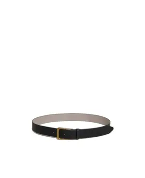 Brunello Cucinelli Wide Leather Belt With Gold Tone Buckle