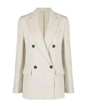 Brunello Cucinelli Prince Of Wales Check Blazer - White