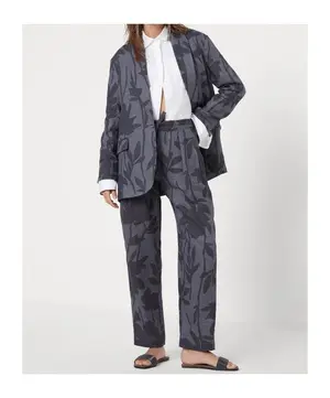 Brunello Cucinelli Floral Print Linen Trousers