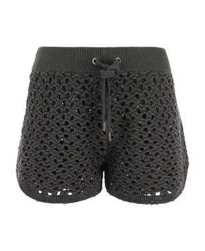 Brunello Cucinelli Sequin-embellished Crochet Short Shorts