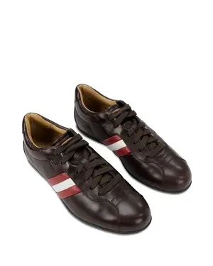Bally Leather Lace-up Sneakers With Iconic Stripe Detailing
