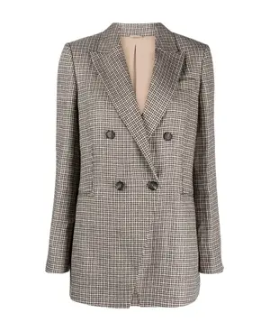 Brunello Cucinelli Houndstooth-pattern Double-breasted Blazer - Gray