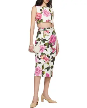 Dolce & Gabbana Dolce Gabbana Rose Printed Midi Skirt