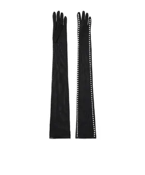 Oseree Crystal-embellished Long Gloves - Black