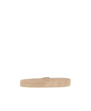 Brunello Cucinelli Leather Belt With Metallic Buckle