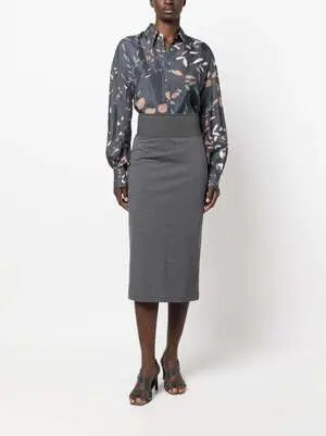 Brunello Cucinelli High-waisted Knitted Pencil Skirt