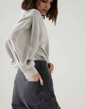 Brunello Cucinelli High-waisted Stretch Cotton Trousers