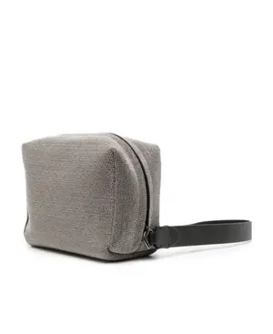 Brunello Cucinelli Monili-embellished Zipped Clutch Bag - Gray