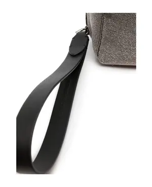 Brunello Cucinelli Monili-embellished Zipped Clutch Bag - Gray