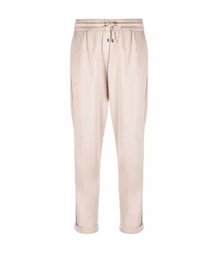 Brunello Cucinelli Silk-blend Track Pants With Contrast Trim