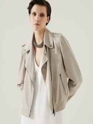 Brunello Cucinelli Suede Biker Jacket
