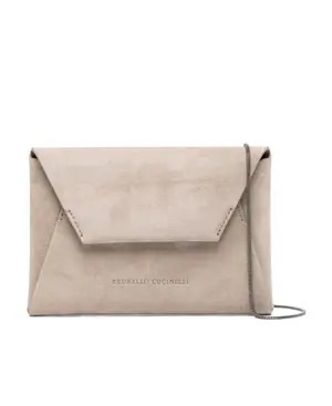 Brunello Cucinelli Envelope-design Suede Crossbody Bag