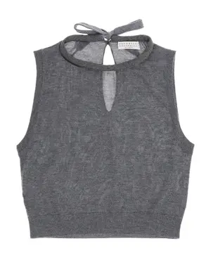 Brunello Cucinelli Sleeveless Round Neck Vest - Gray