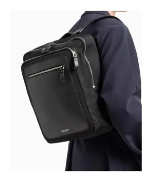 Giorgio Armani Logo Printed Zipped Backpack