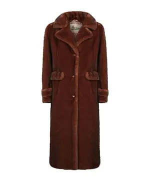 Herno Faux Fur Single Breasted Coat - Brown