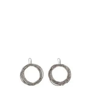Brunello Cucinelli Large Spinel Bead Hoop Earrings - Gray