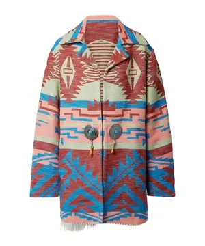 FORTELA Fringed-trimmed Jacquard Pure Cotton Jacket - Multicolor