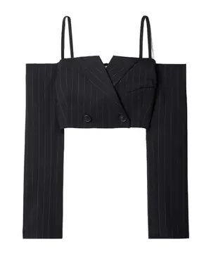 Monse Twill Fabric Cropped Jacket - Black