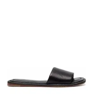 Brunello Cucinelli Square Toe Slip-on Slides - Black