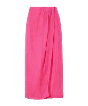 Lisa Marie Fernandez Pleated Linen-blend Chiffon Wrap Sarong