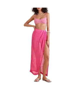 Lisa Marie Fernandez Pleated Linen-blend Chiffon Wrap Sarong