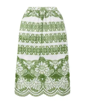 Borgo De Nor Scalloped Broderie Anglaise Maxi Skirt - Green