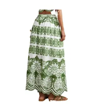 Borgo De Nor Scalloped Broderie Anglaise Maxi Skirt - Green