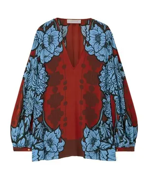 Borgo De Nor Floral Print Metallic Blouse - Red