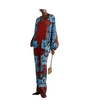 Borgo De Nor Floral Print Metallic Blouse