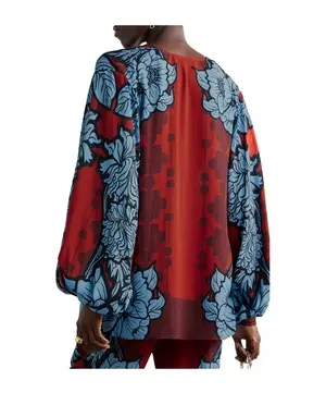 Borgo De Nor Floral Print Metallic Blouse