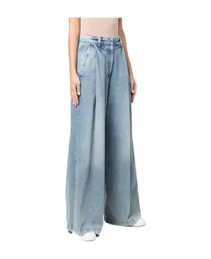Brunello Cucinelli Light Wash Pleated Wide Leg Jeans