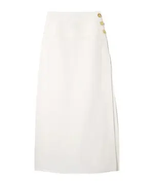 Le Kasha Linen Button Detailed Midi Skirt - No