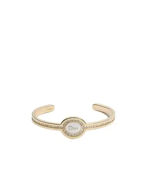 Dior Logo Crystal Embellished Openwork Cuff Bracelet