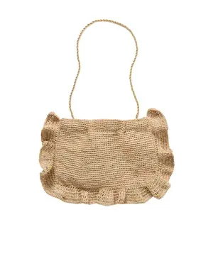 LOEFFLER RANDALL Ruffled Raffia Shoulder Bag - Nude