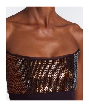 Roland Mouret Embellished Paneled Corset Gown