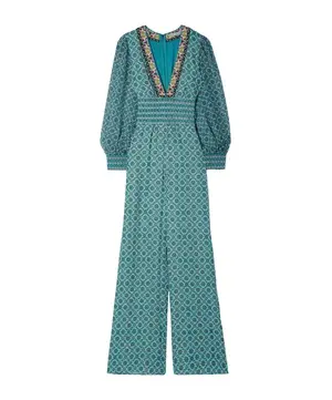ALICEOLIVIA Alice + Olivia Crinkled Floral Print Wide Leg Jumpsuit