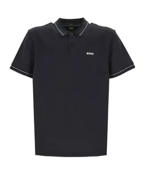Hugo Boss Tipped Logo Polo Shirt - Navy Blue