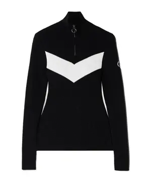 Fusalp Andromede Striped Ribbed-knit Half-zip Sweater - Black