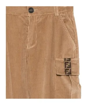 Fendi Corduroy Logo-patch Cargo Pants