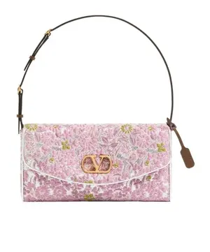 Valentino Garavani Devain Small Shoulder Bag In Jacquard Lurex Fabric - No