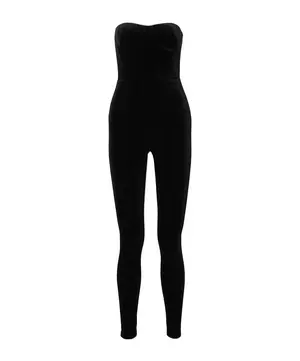Alex Perry Strapless Velvet Jumpsuit - Black