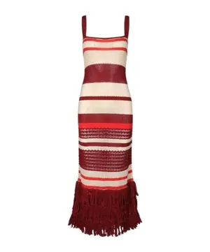 Johanna Ortiz Embayed Fringe Midi Dress