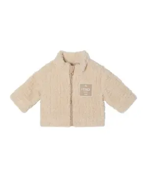 Fendi Logo-patch Teddy Jacket - Beige