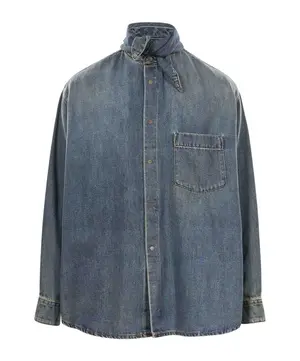 DARKPARK Long-sleeve Denim Shirt With Scarf Detail